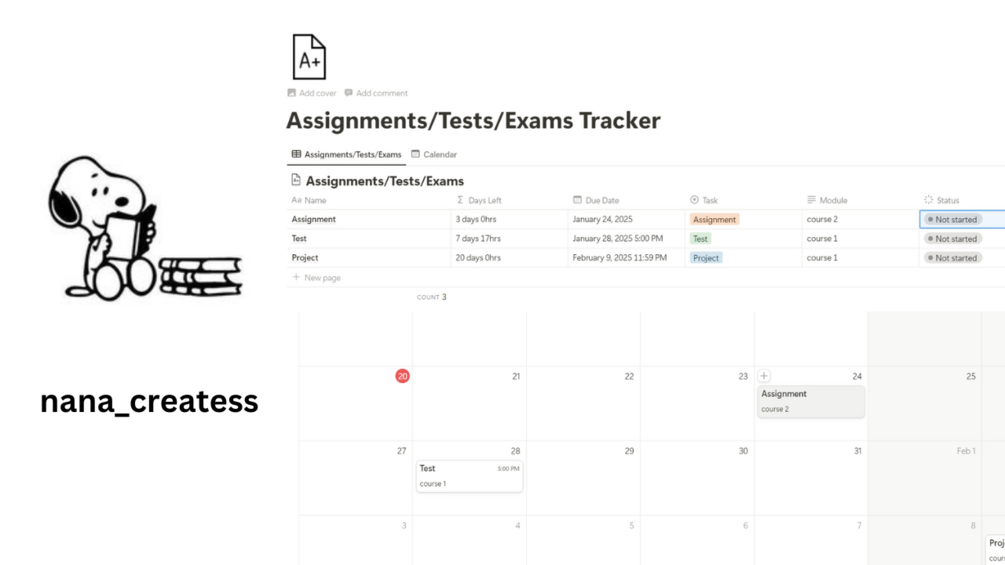 Notion Basic Assignment Tracker