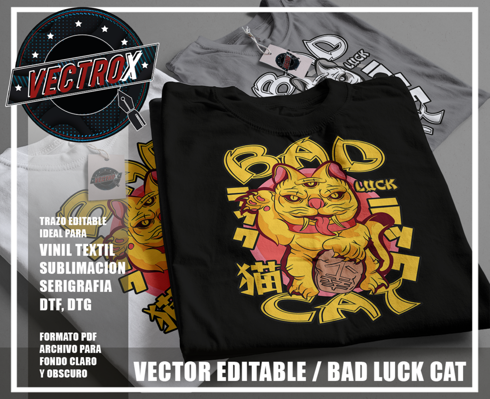 Vector Editable - Bad Luck Cat