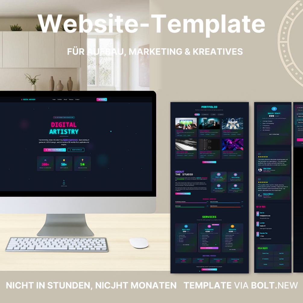 Cyberpunk Web-Template (HTML + Tailwind) – Portfolio für Kreative & Gamer