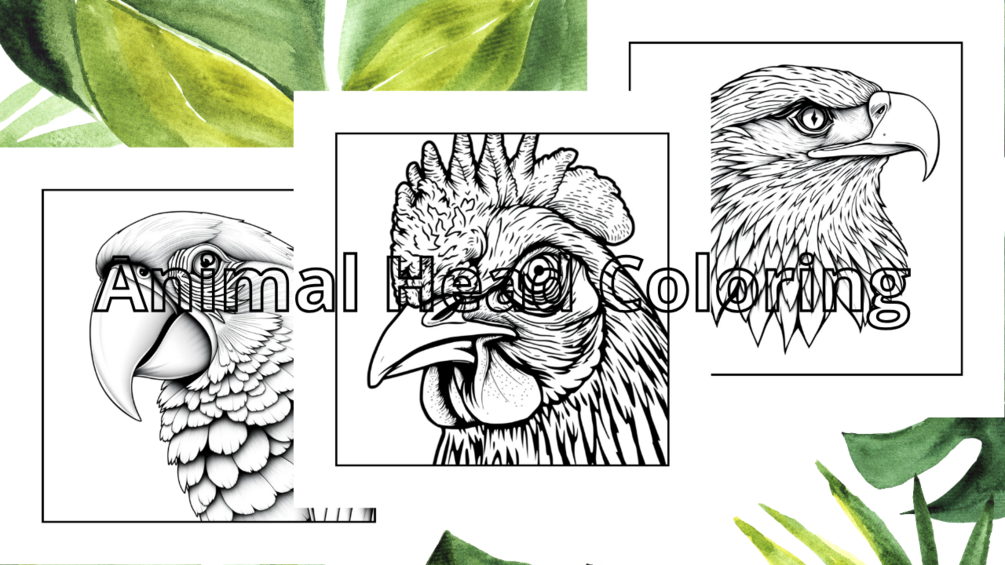 Wild Expressions – Animal Heads Coloring Book | 31-Page Printable