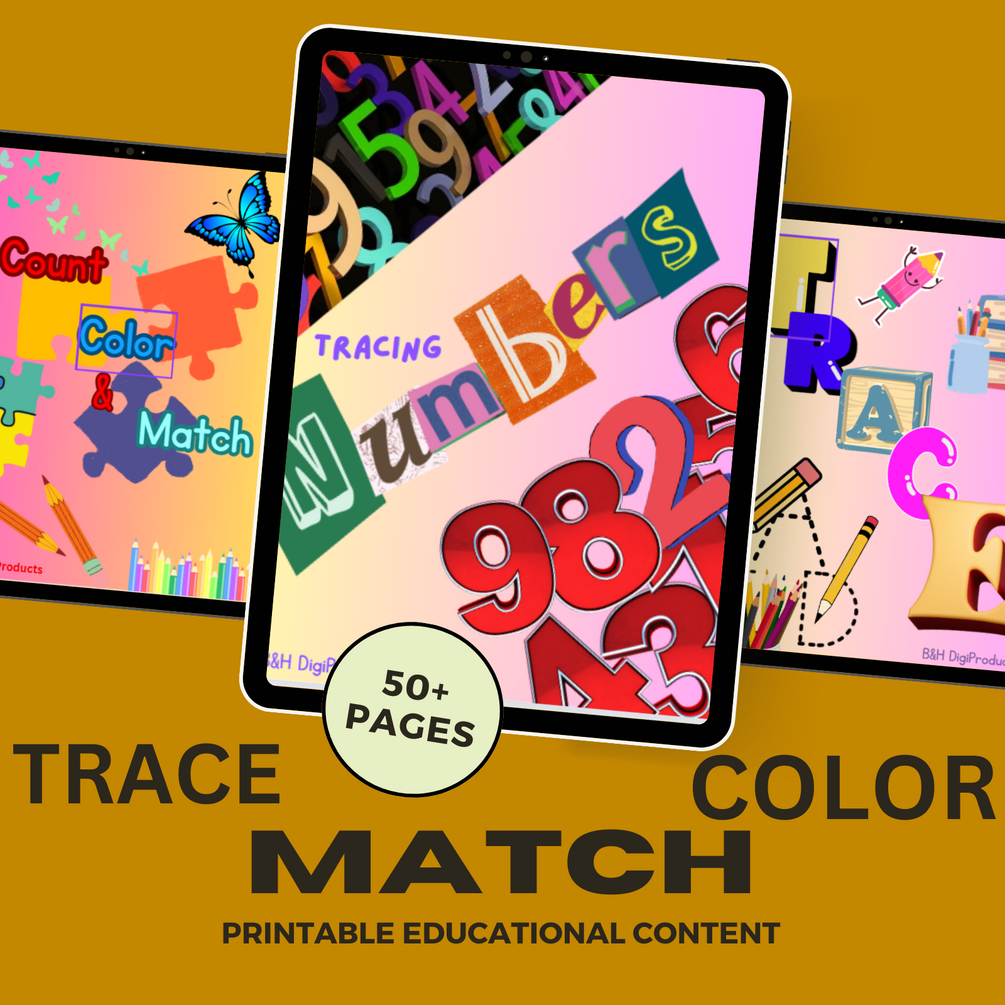 Busy books Bundle of 3 (Trace, Color and Match 50+ pages)