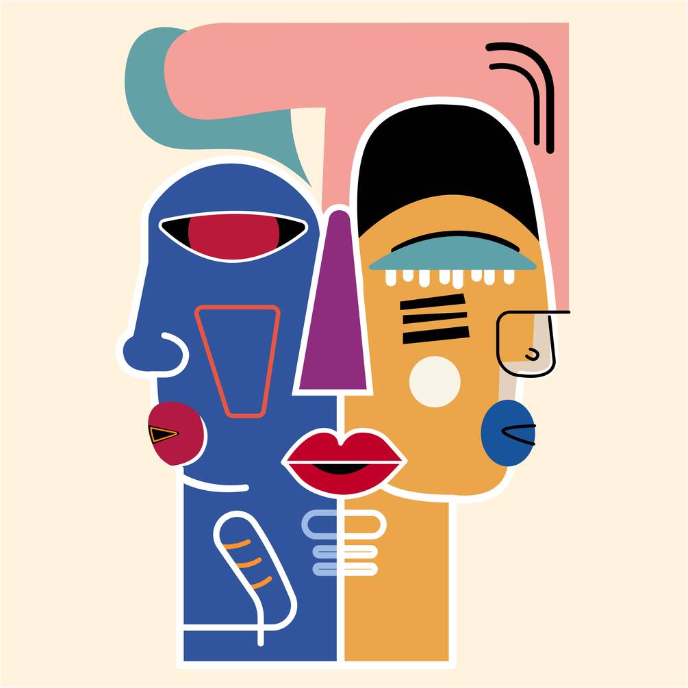 Flat design portrait with abstract shapes 22