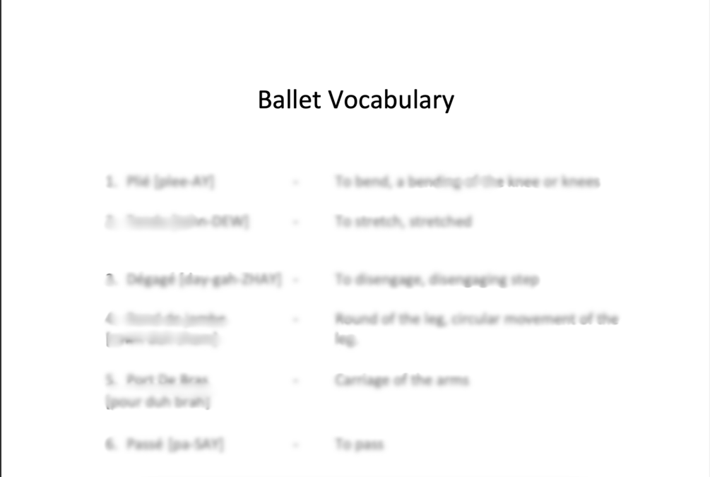 Basic Beginner Ballet Terminology Download