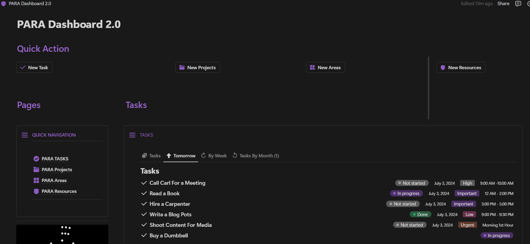 PARA Dashboard | Master Your Workflow with PARA