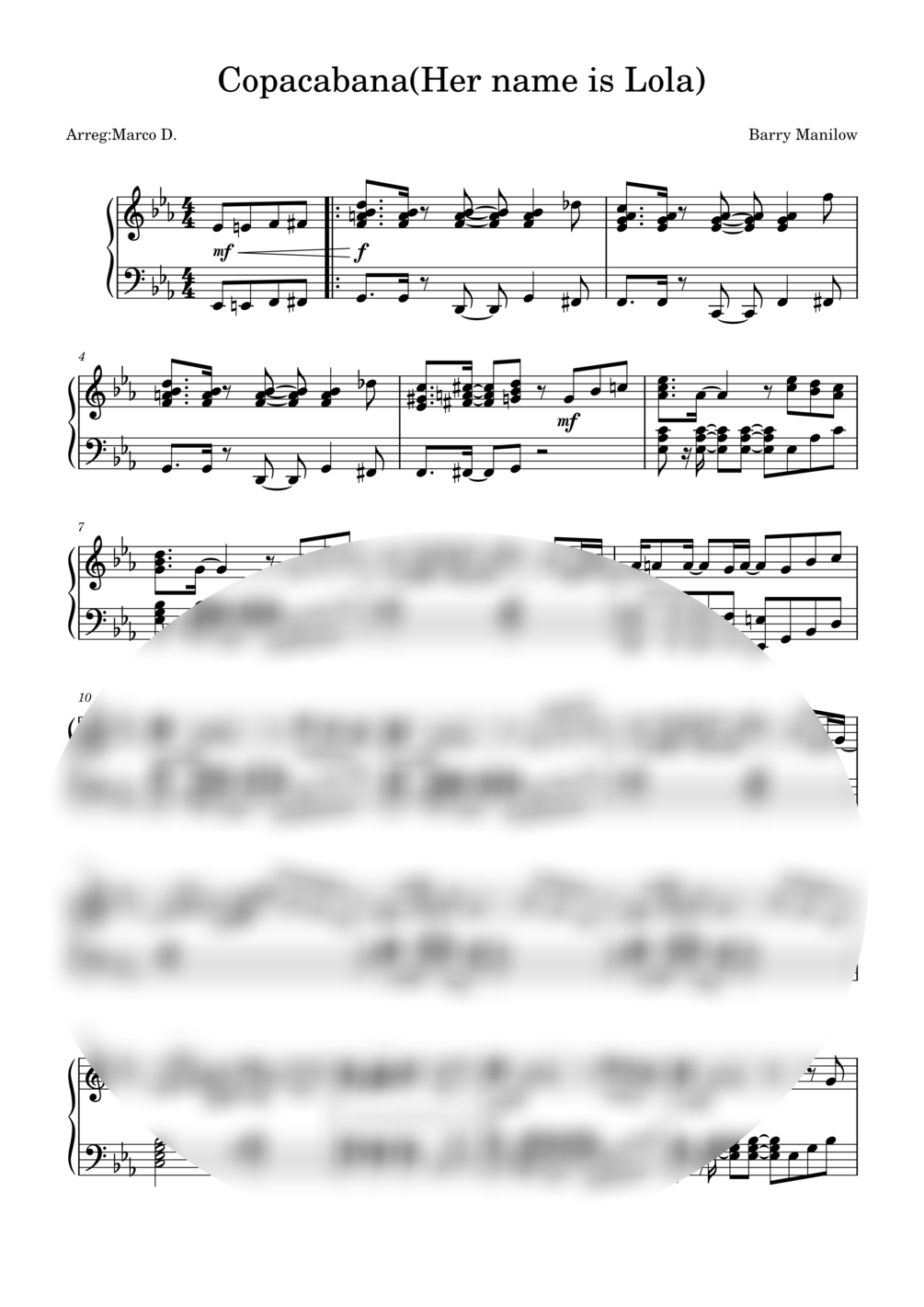 Copacabana (Her name is Lola) | Barry Manilow SHEET + MIDI