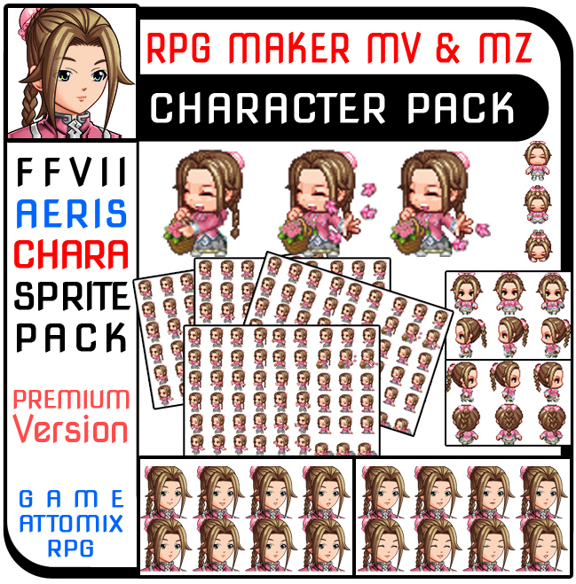 FFVII Aeris Character Pack - RPG Maker MV-MZ Premium