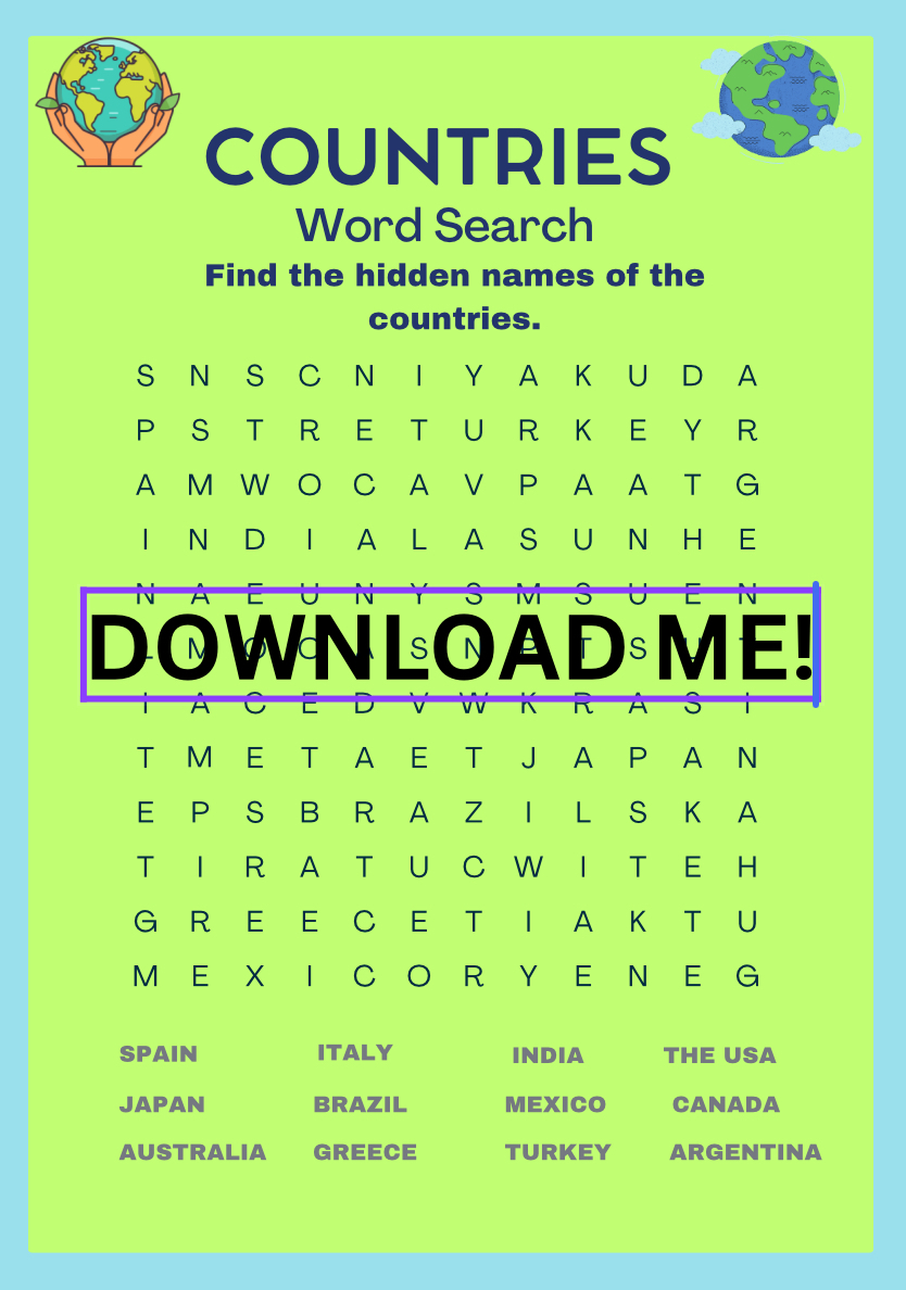 Countries wordsearch