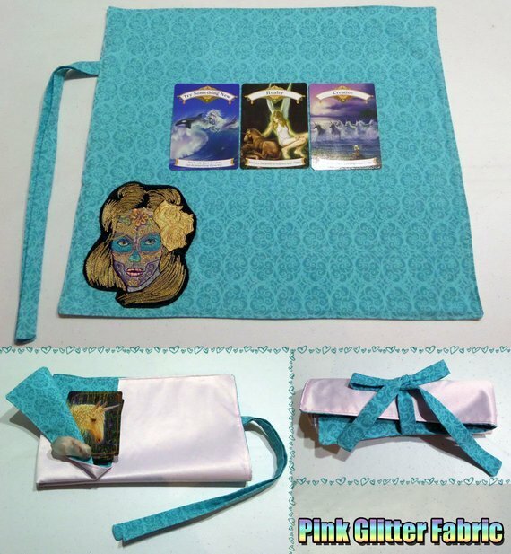 Pink Glitter Lady Death Reversible Tarot Card Cloth/ Altar Cloth