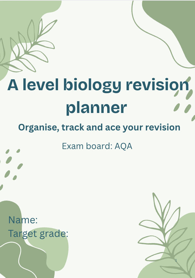 AQA A-level biology planner (8 week study organiser)