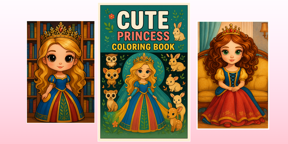 Cute Princess Coloring Book for Girls