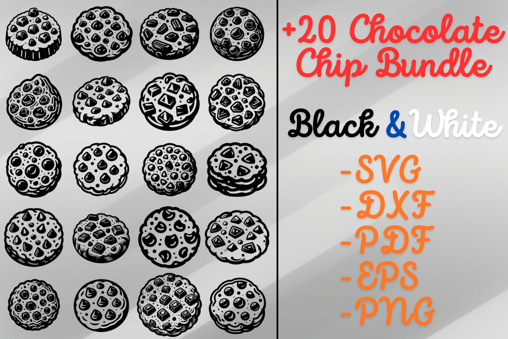 20 Chocolate Chip Vectors SVG-DXF-PDF-EPS-PNG Bundle