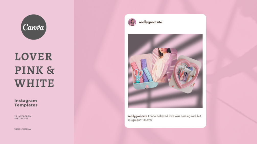 25 Canva IG Templates | Lover-Inspired (Pink & White)