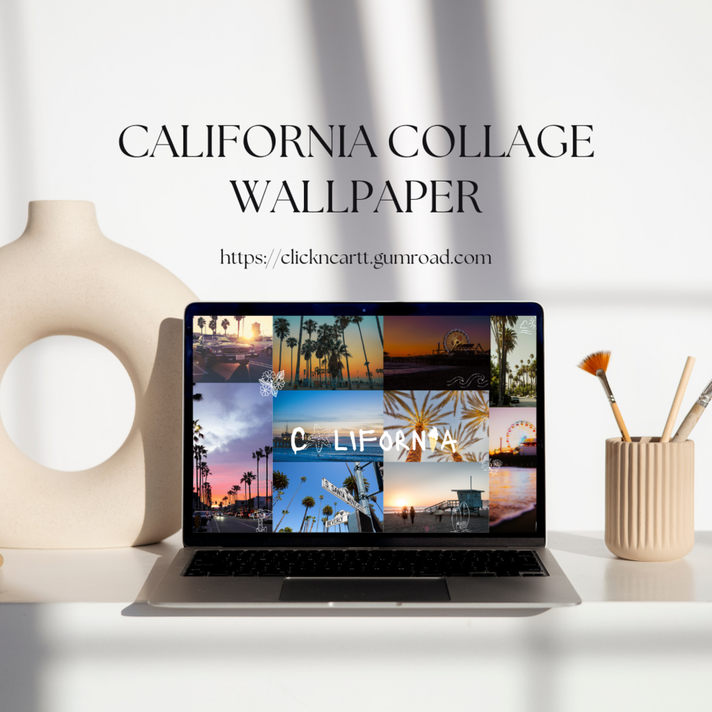 California Collage Wallpaper | Beachy Aesthetic Desktop Background