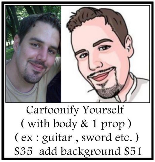 Cartoonify Yourself ( Head , Body , Optional Prop & Background )