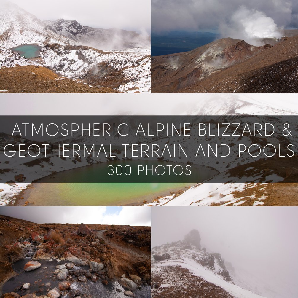 ATMOSPHERIC ALPINE BLIZZARD AND GEOTHERMAL TERRAIN AND POOLS