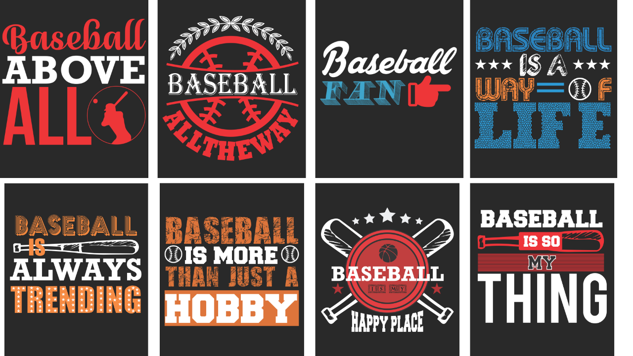 50 Editable Baseball T-Shirt Designs Bundle