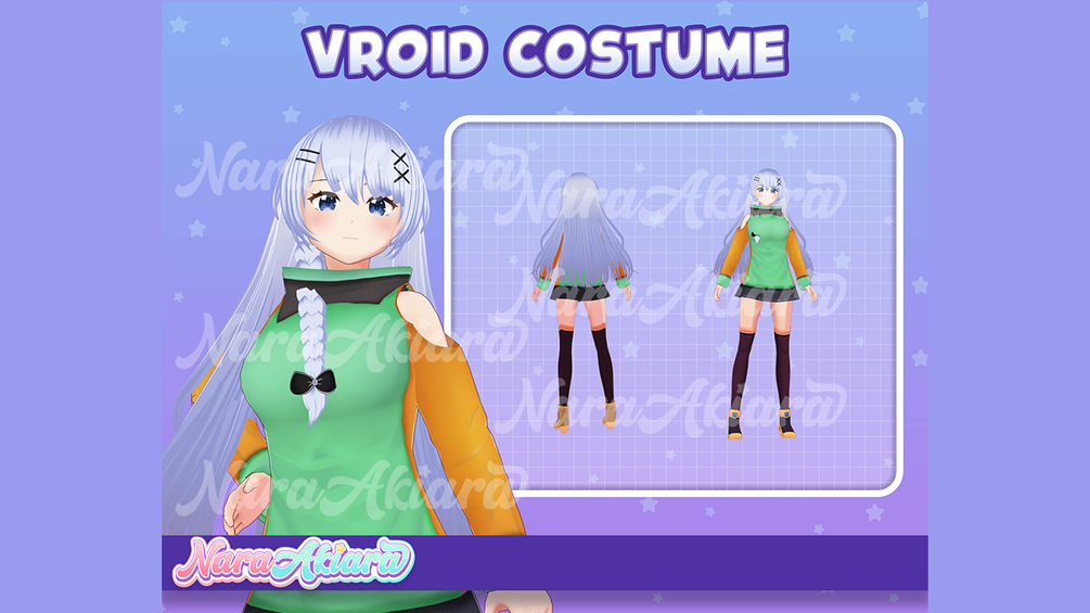 Show Your Style with 3D Vroid Clothes Yellow and Green Hoodie Jumper ...