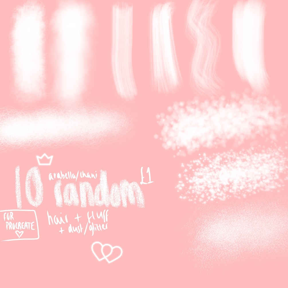 10 Hair, Glitter and Fluff Brushes | Procreate