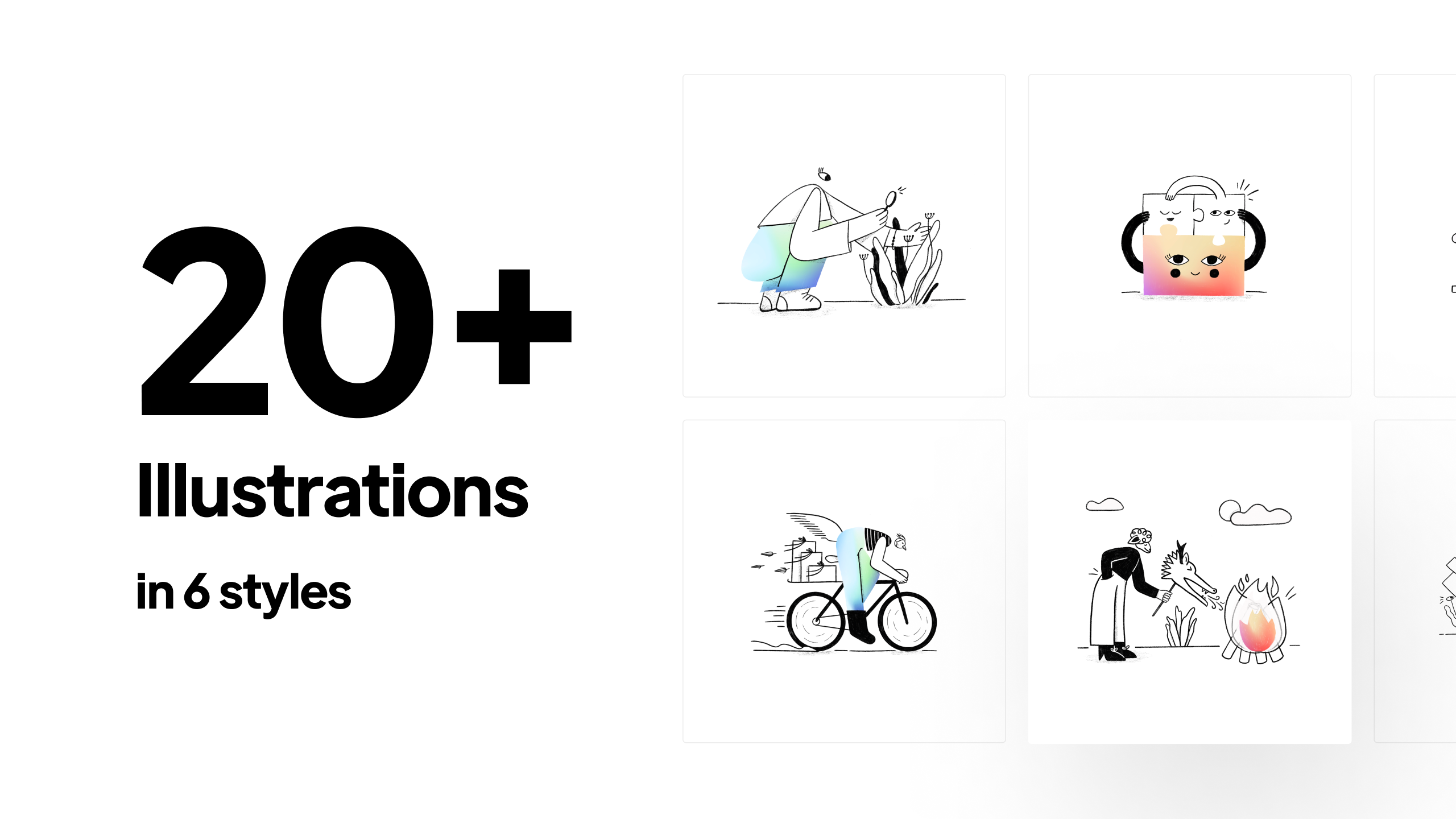 The Odd Illustration pack | 20+ Illustrations in 6 Styles - Piqo Design