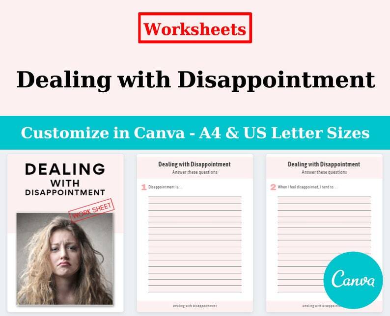 Life Coach Templates Worksheets | Dealing with Disappointment | Canva ...