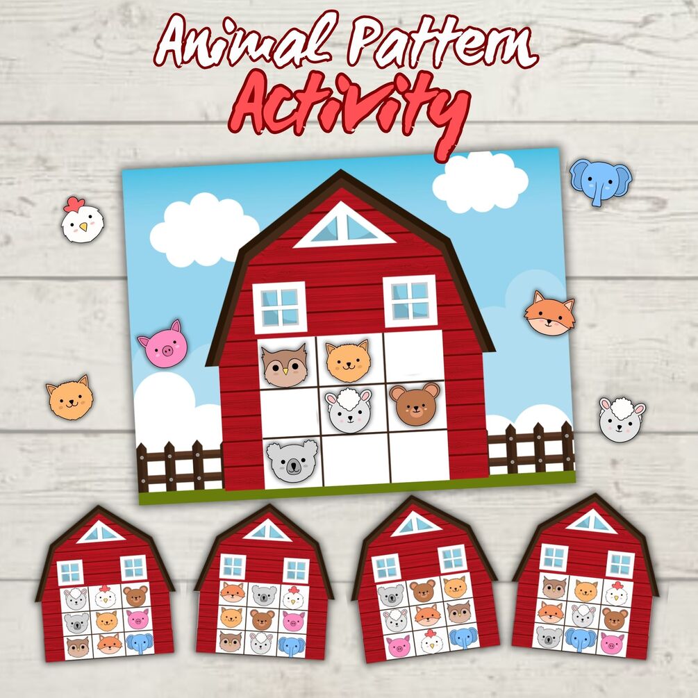 Animal Pattern Activity, Printable Animal Matching Game | matching ...