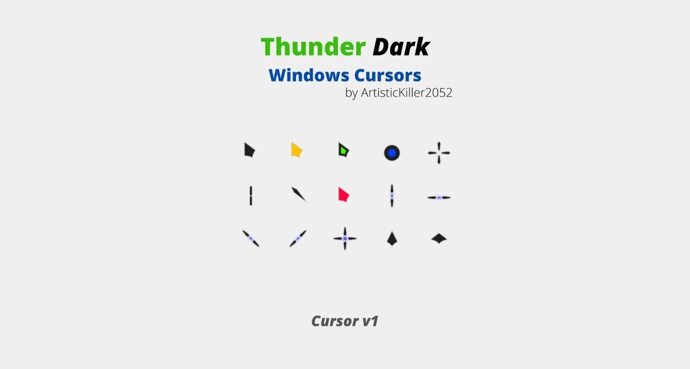Thunder v1 Dark Cursor Windows 11/10/7