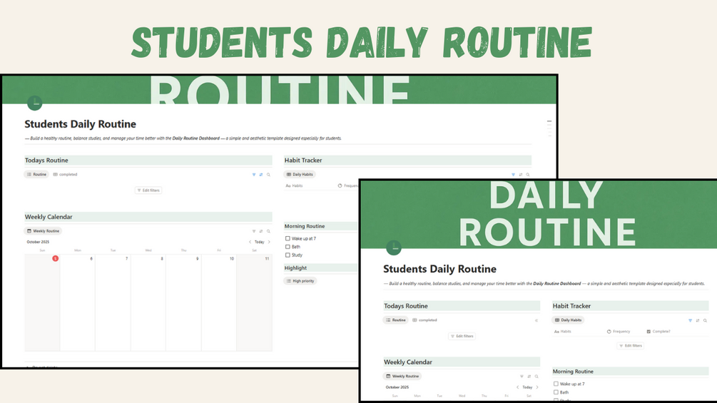 Daily Routine - Notion Template for Students