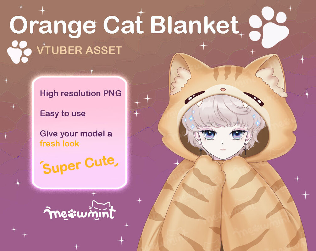 Orange Cat Blanket -Vtuber Asset