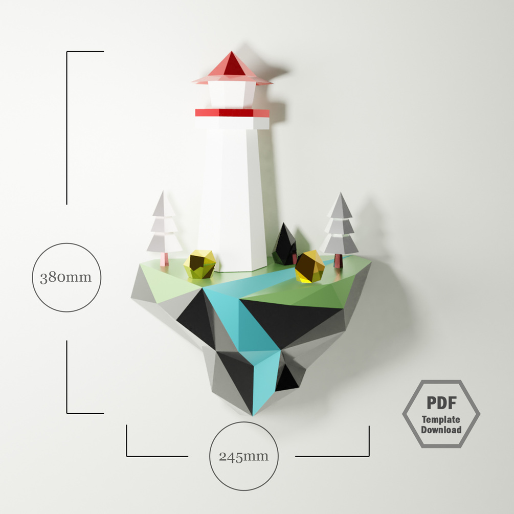 Island Papercraft / Paper craft / 3D Papercraft /3D Lighthouse Island ...
