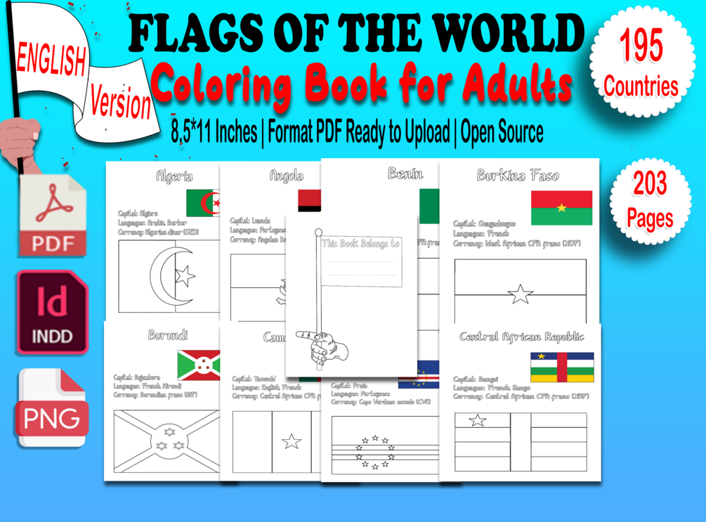 Flags Coloring Book for Adults| English Version