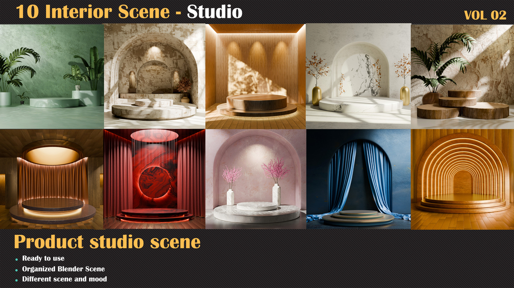 10 Mockup Background Studio For Blender - Vol2