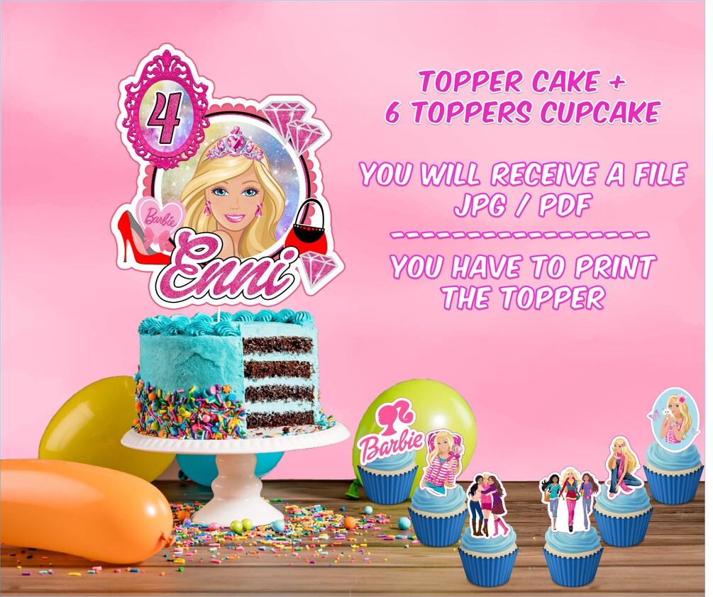 Barbie blonde hair Cake topper - Digital File - You have to print it-