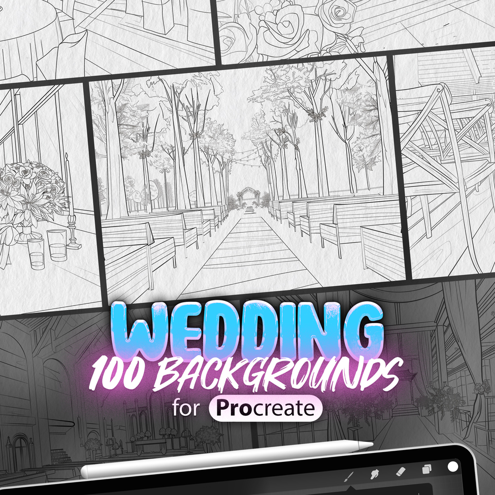 100 Procreate Wedding Backgrounds Collection