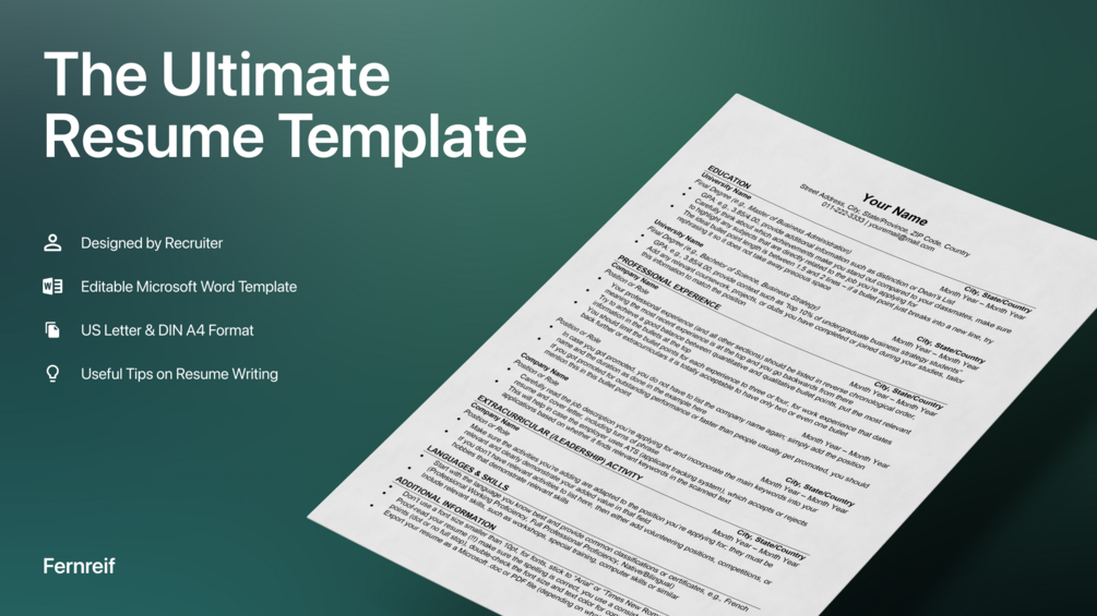 The Ultimate Resume/CV Template for Microsoft Word (US Letter & DIN A4)