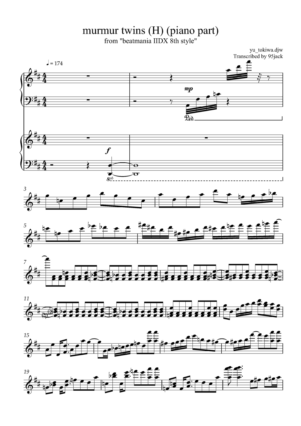 [IIDX] yu_tokiwa.djw - murmur twins (H, A) (keysound piano part ...