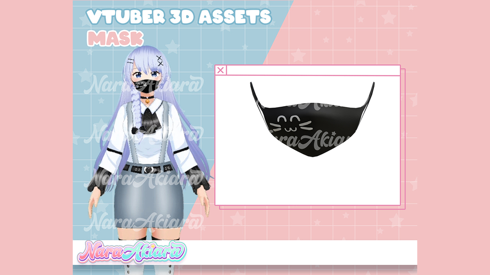3D Vtuber Assets Mask V24 vroid commission, 3D assets ready to use ...