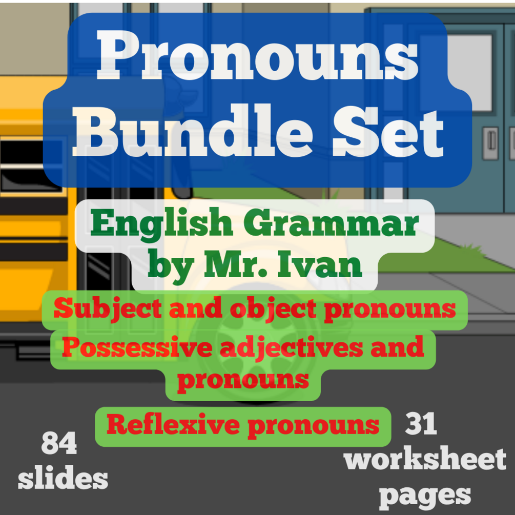 Pronouns Bundle Set for Power Point Slides and PDF Worksheets