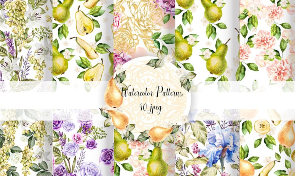 Hand Drawn Watercolor Patterns