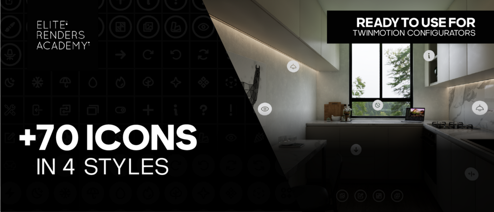 Twinmotion UI Kit – Icons for Configurators Vol. 1 (+70 icons in 4 styles)