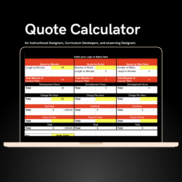 Freelance Instructional Design/eLearning Quote Calculator