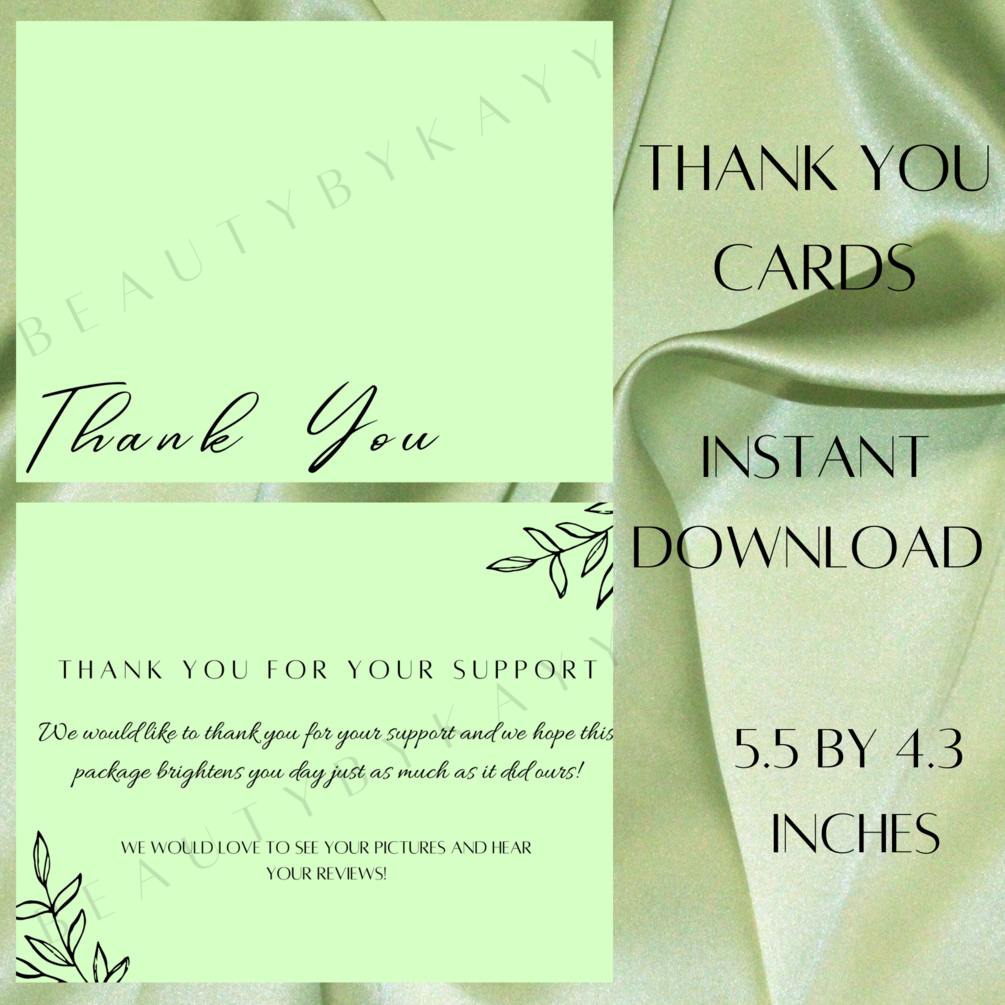 Sage Green Thank You Cards for Small Business