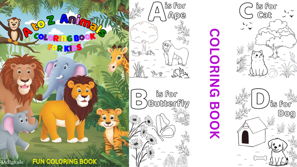 FUN ANIMALS A TO Z KIDS COLORING BOOK