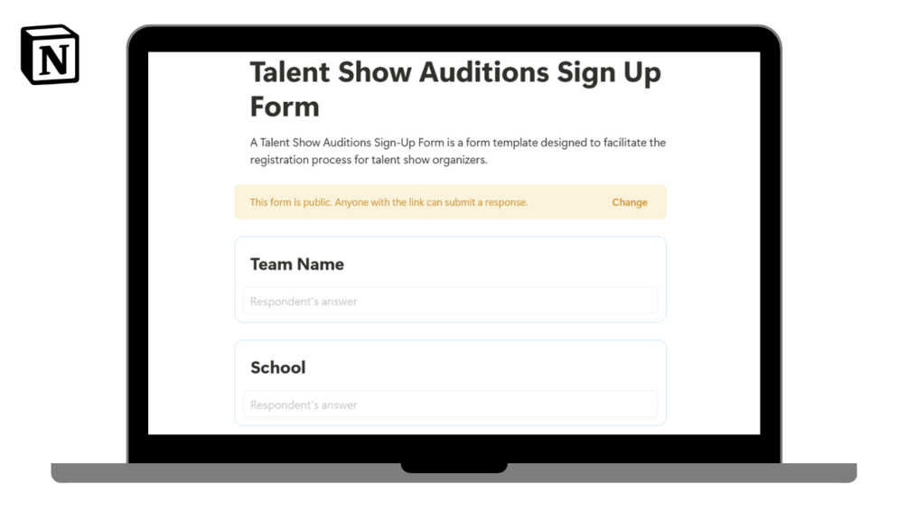 Talent Show Auditions Sign Up Form