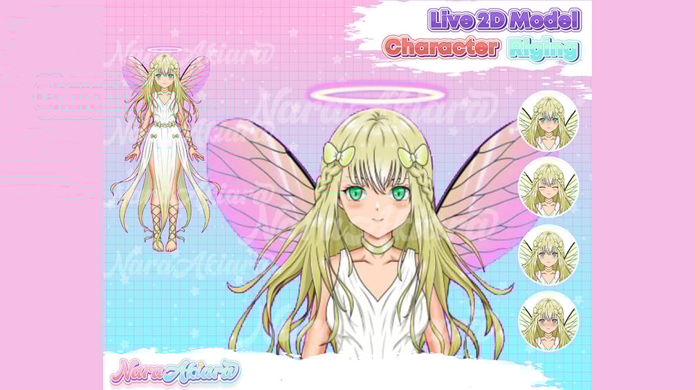 Vtuber Model and Rigging Anime Green Fairy Girl with Halo Premade ...
