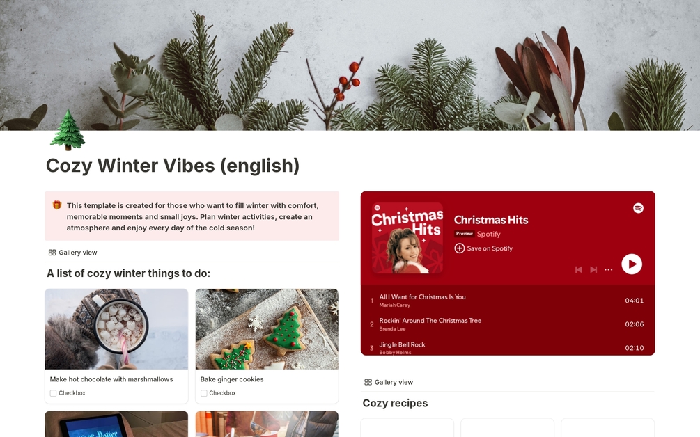 Cozy Winter Vibes Notion template