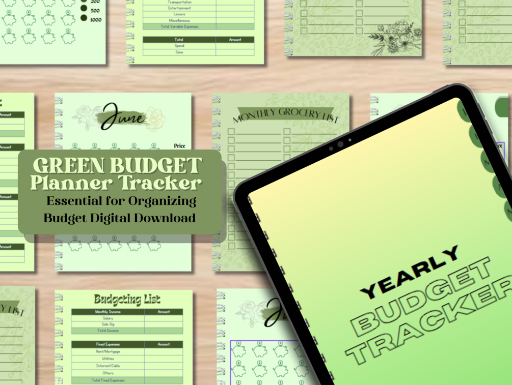 PLANNER | Green Money Budget Planner Tracker for Financial Planner ...