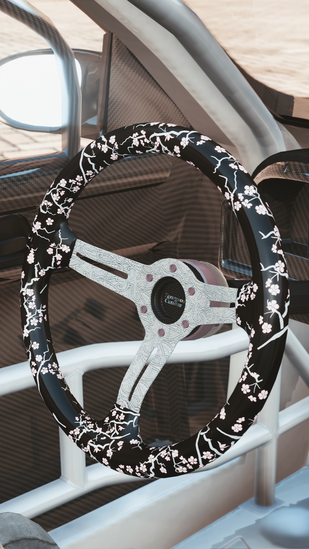 Cherry & Engraved Steering Wheel