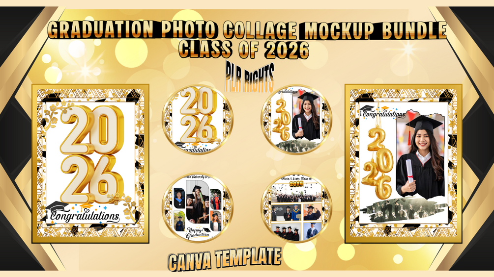 Graduation Photo Collage Mockup Bundle Class of 2026 – Editable Canva ...