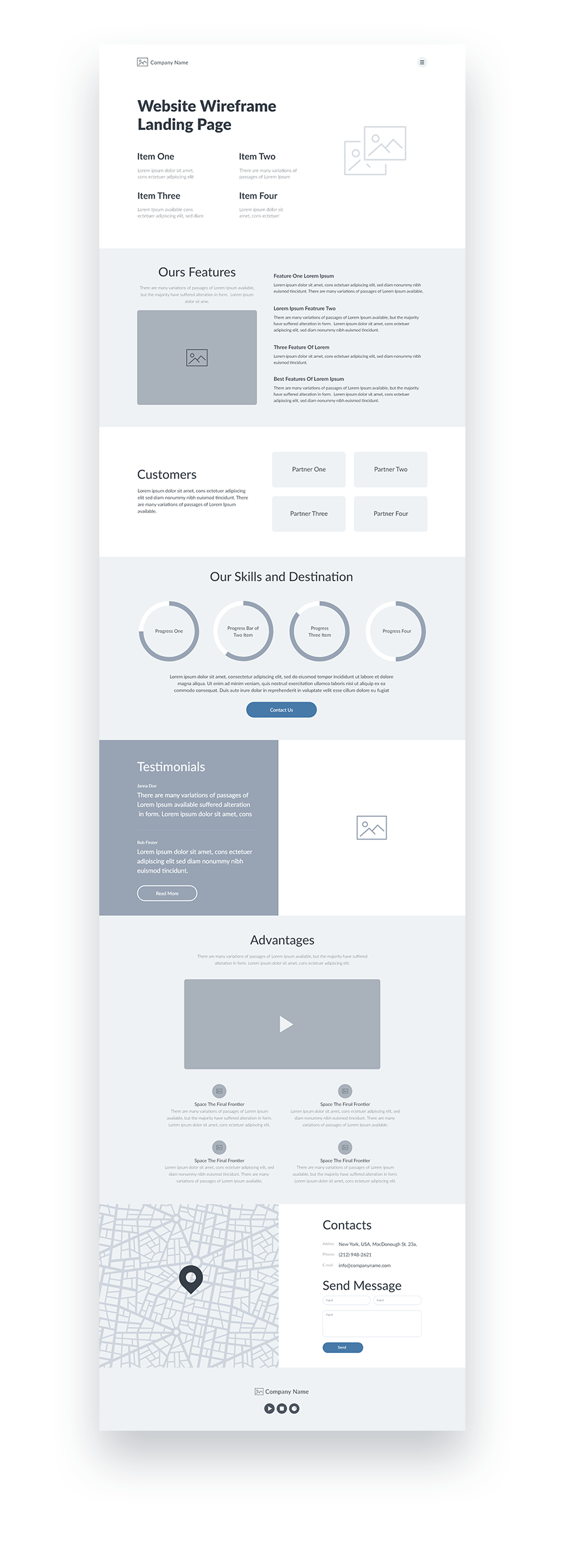 Landing Page Wireframe #31 (Light and Dark theme)