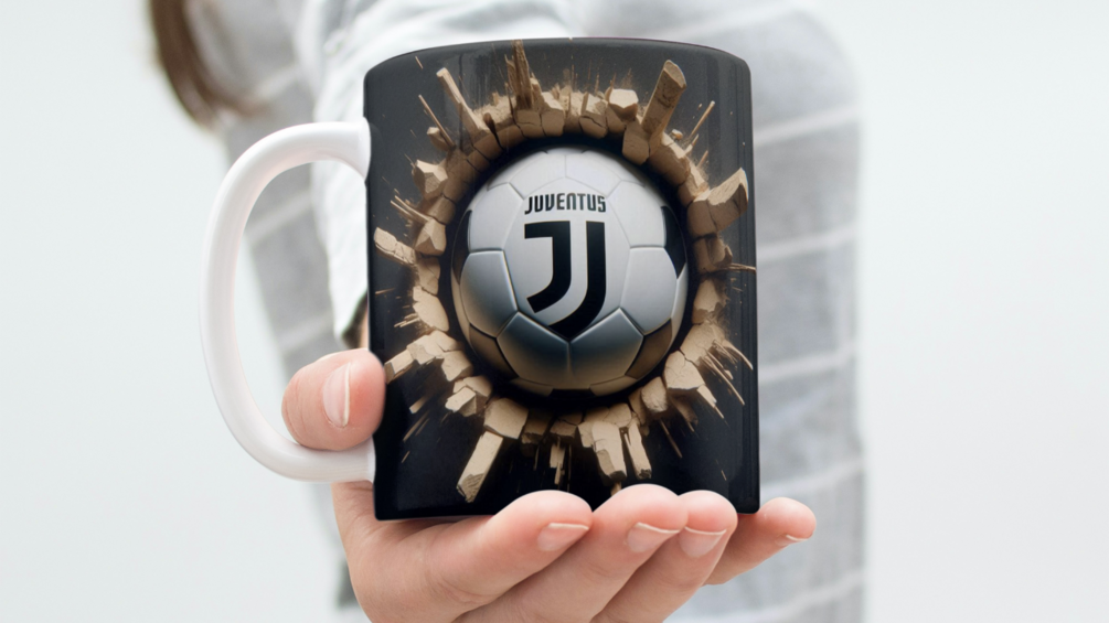 3D Effect Juventus Logo Mug Wrap - Sublimation Design for 11 oz & 15 oz ...